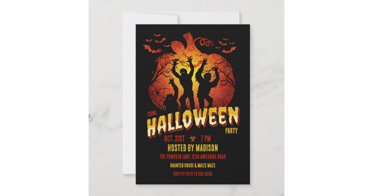 Zombie Infection Halloween Invitation | Zazzle