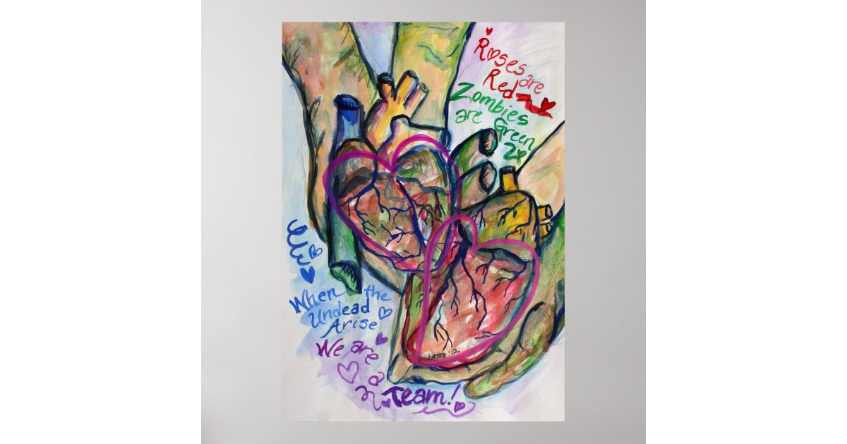 Zombie Love Poem Art Painting Poster Prints | Zazzle