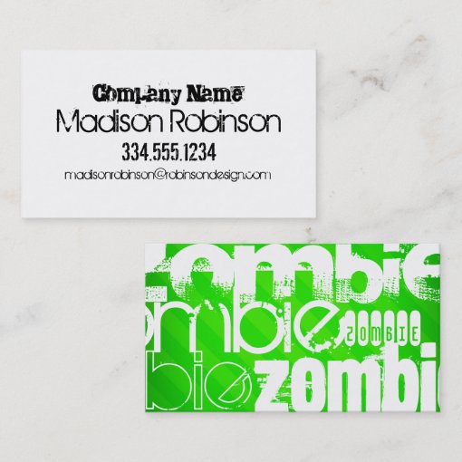 Zombie; Neon Green Stripes Business Card | Zazzle