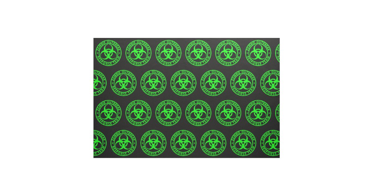 Zombie Outbreak Response Team Neon Green Fabric | Zazzle