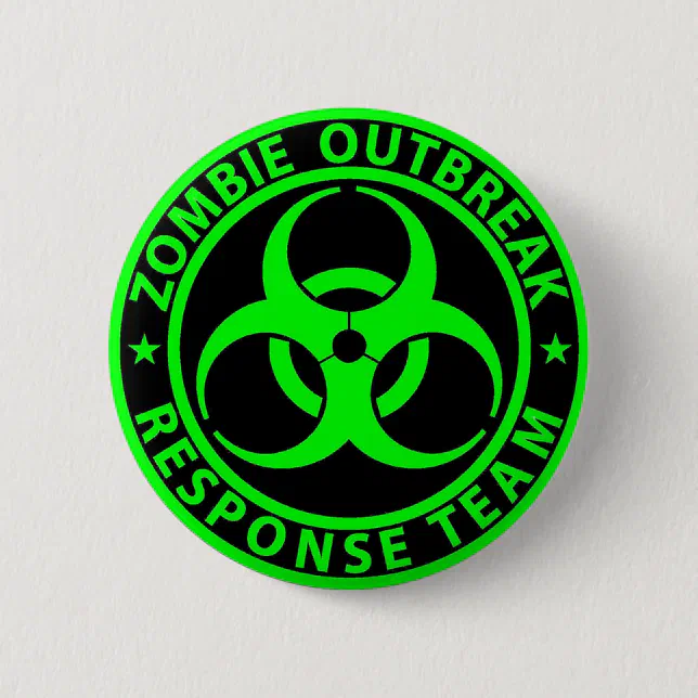 Zombie Outbreak Response Team Neon Green Pinback Button | Zazzle