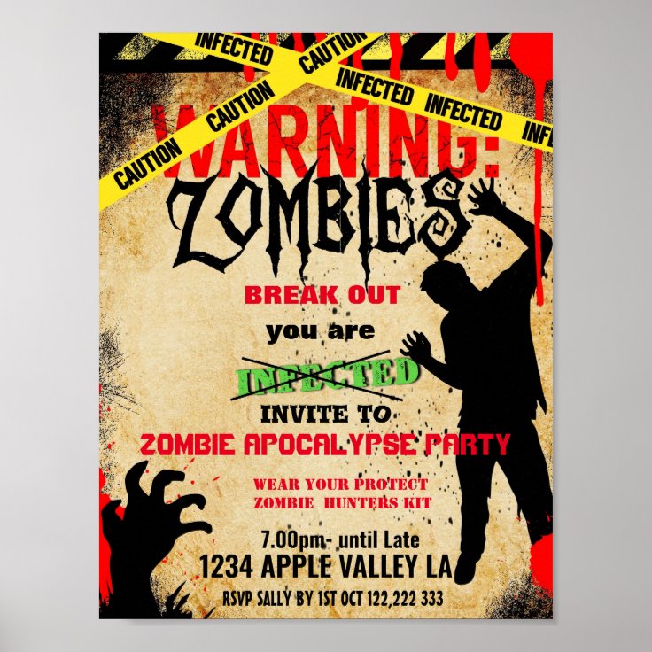 zombie party theme event poster | Zazzle