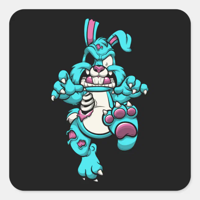 Zombie Rabbit Halloween Cartoons Character Square Sticker | Zazzle