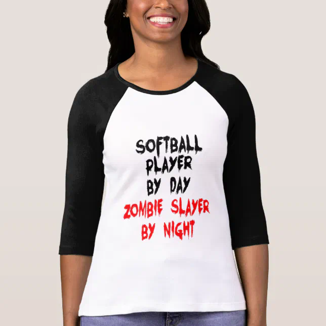 Zombie Slayer Softball Player T-Shirt | Zazzle