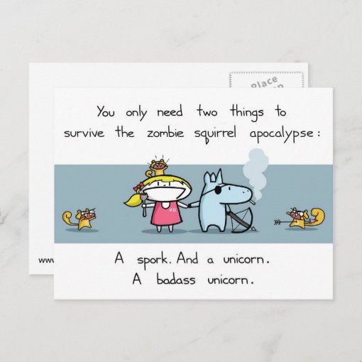 Zombie squirrel apocalypse postcard | Zazzle