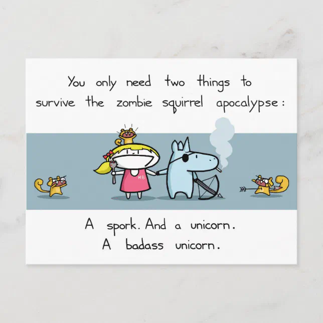 Zombie squirrel apocalypse postcard | Zazzle