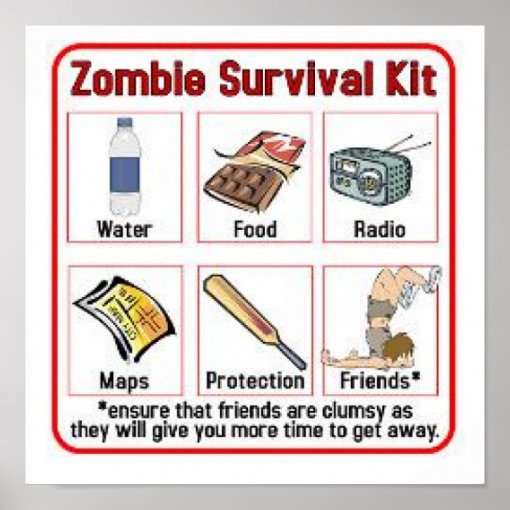 Zombie survival kit poster | Zazzle