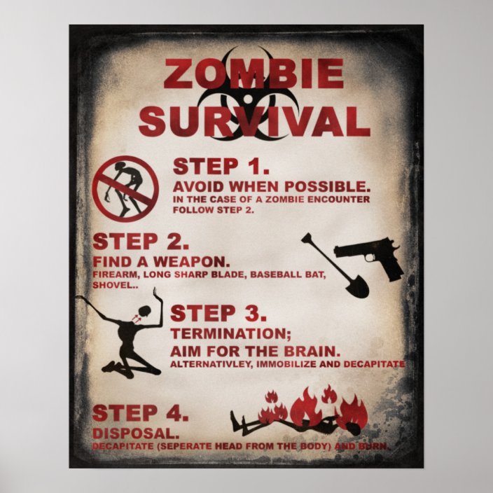 ZOMBIE SURVIVAL POSTER | Zazzle.com