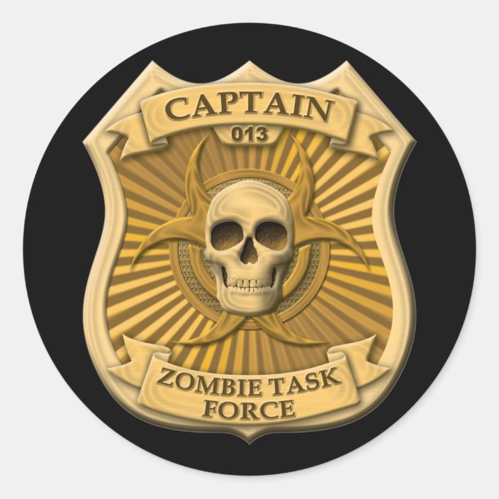 Zombie Task Force - Captain Badge Classic Round Sticker | Zazzle.com