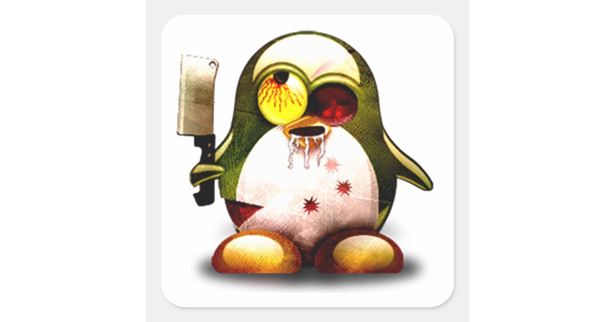 Zombie Tux (Linux Tux) Square Sticker | Zazzle