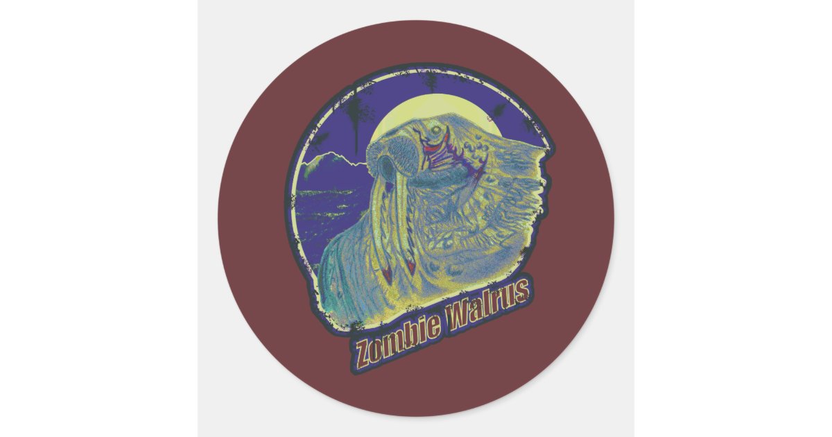 Zombie Walrus Classic Round Sticker | Zazzle