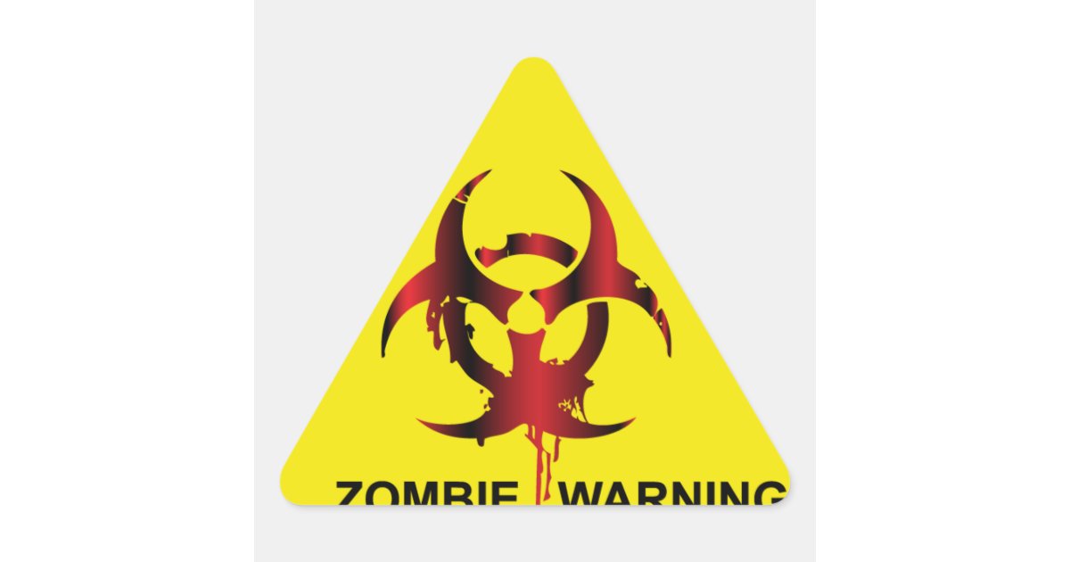 Zombie Warning Triangle Sticker | Zazzle