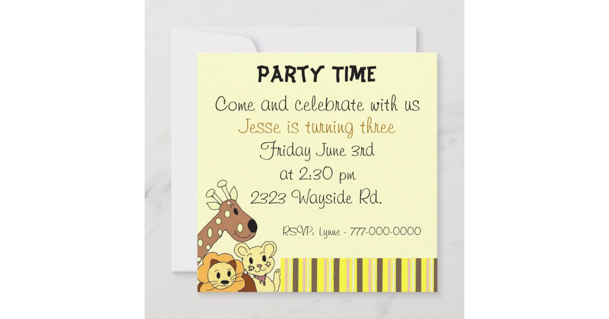 Zoo Animal Party Invitation | Zazzle