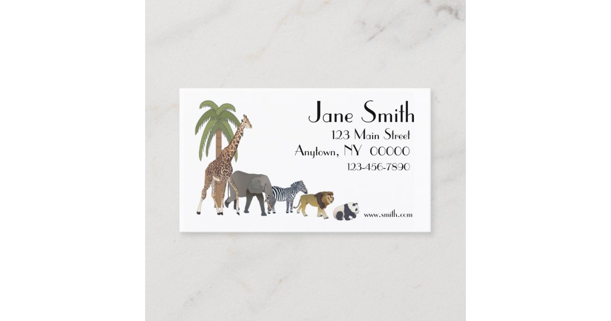 Zoo Animals Business Card | Zazzle.com