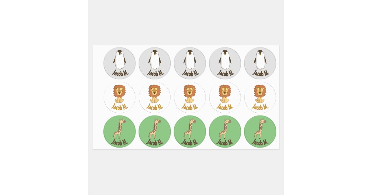 Zoo Animals Customizable Kids' Labels | Zazzle
