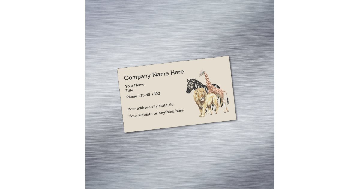 Zoo Animals Design Magnetic Business Card | Zazzle