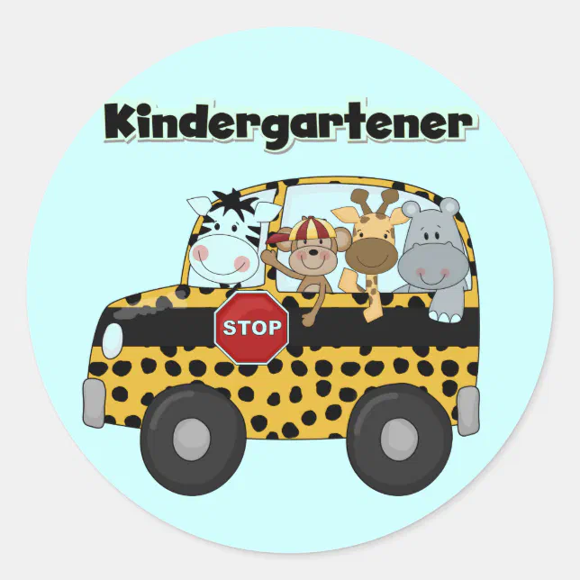 Zoo Animals Kindergartener Classic Round Sticker | Zazzle