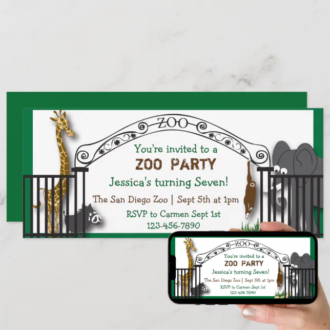 Zoo Party Invitation | Zazzle
