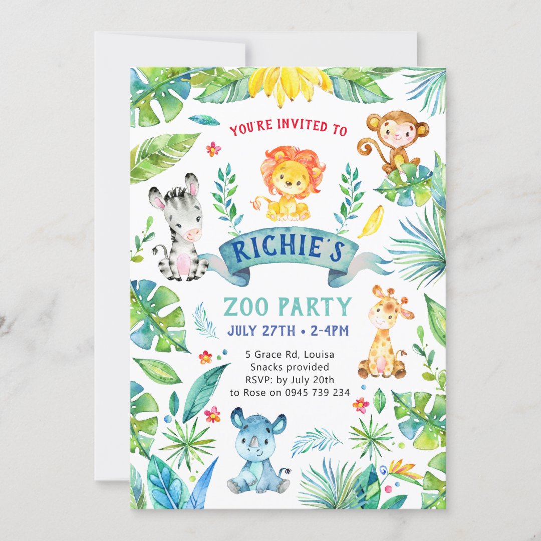 Zoo party invitation, Jungle party Invitation | Zazzle