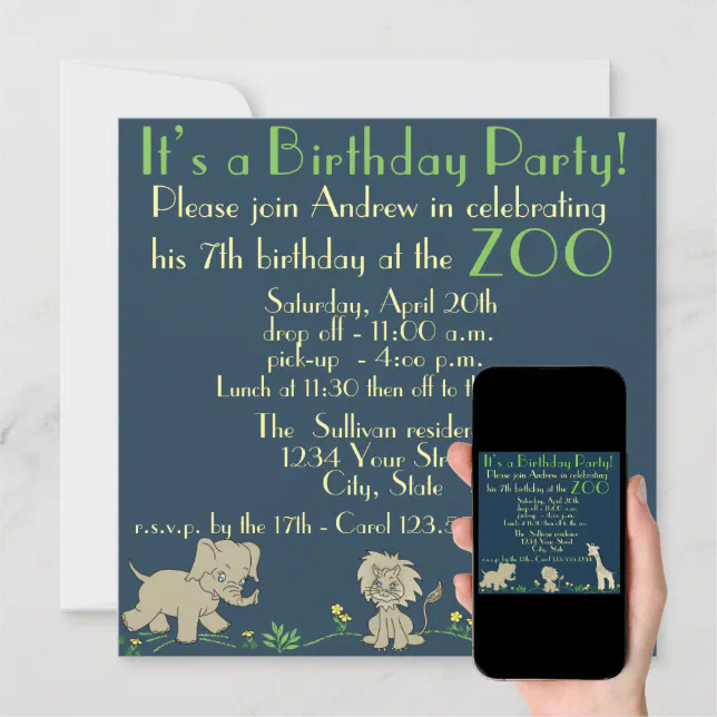 Zoo Themed Birthday Party Invitation | Zazzle