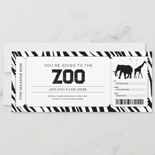 Zoo Trip Gift Ticket Voucher Coupon Invitation | Zazzle