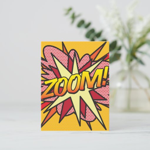 ZOOM Fun Retro Comic Book Pop Art Postcard | Zazzle
