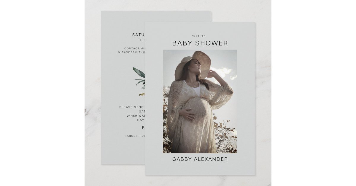 Zoom Virtual Baby Shower Photo Neutral Invitation | Zazzle
