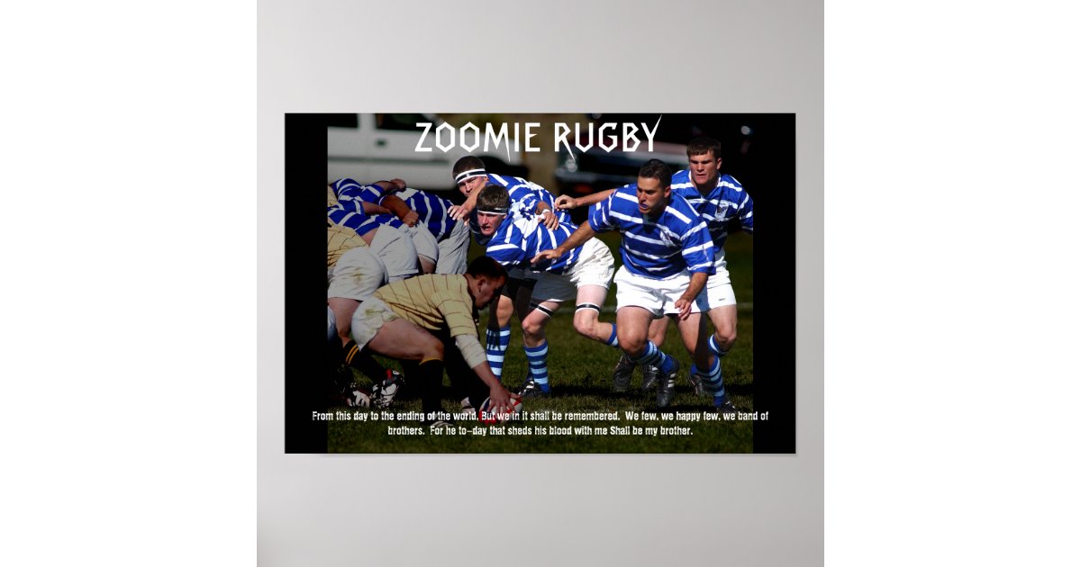 ZOOMIE RUGBY POSTER | Zazzle
