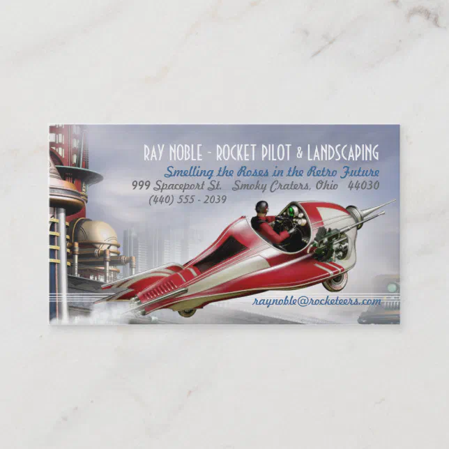 Zooming Retro Rocket Business Cards | Zazzle