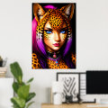 Zoomorphic cool young lady cheetah | AI Art Poster | Zazzle