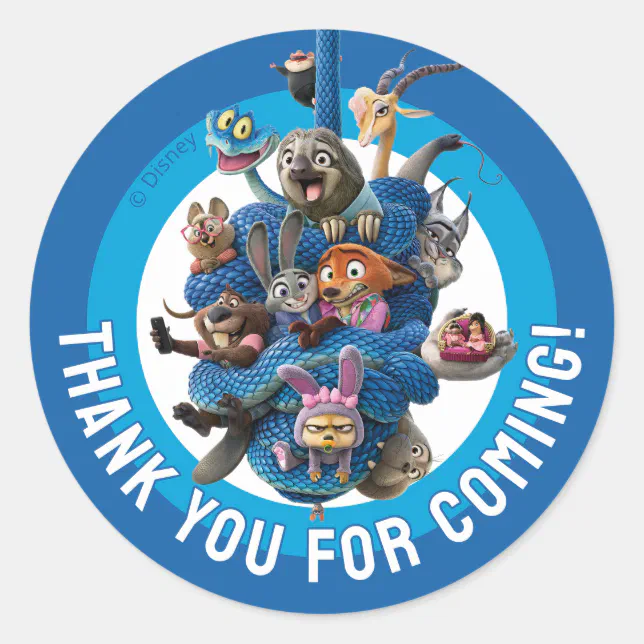 Zootopia 2 Character Birthday Party Classic Round Sticker | Zazzle