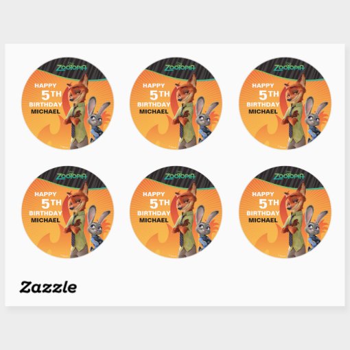 Zootopia Birthday Classic Round Sticker | Zazzle