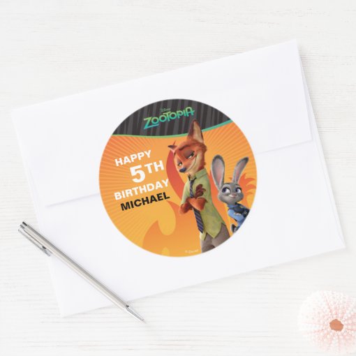 Zootopia Birthday Classic Round Sticker | Zazzle
