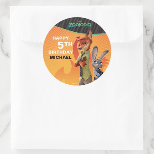 Zootopia Birthday Classic Round Sticker | Zazzle