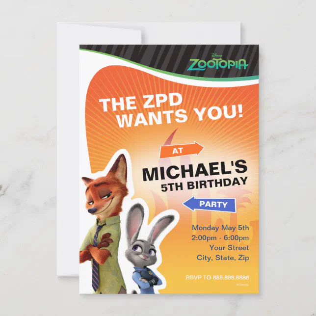 Zootopia Birthday Invitation | Zazzle