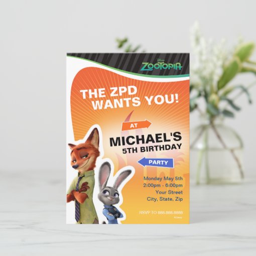 Zootopia Birthday Invitation | Zazzle