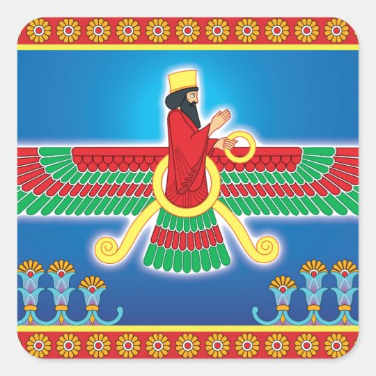 Zoroastrian Persian Faravahar Square Sticker | Zazzle.com