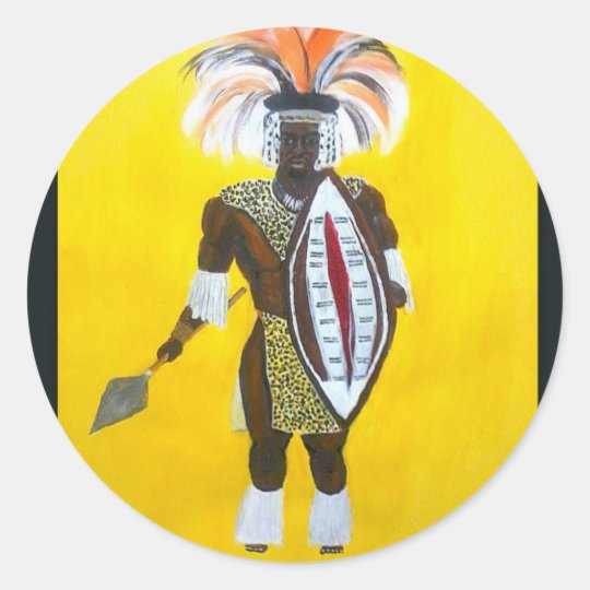 Zulu Warrior Classic Round Sticker | Zazzle.com