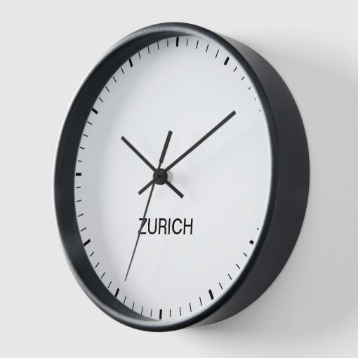 Zurich Switzerland Time Zone Newsroom Style Clock | Zazzle