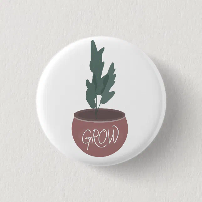 ZZ Botanical Houseplants Plant Pot Greenery Button | Zazzle